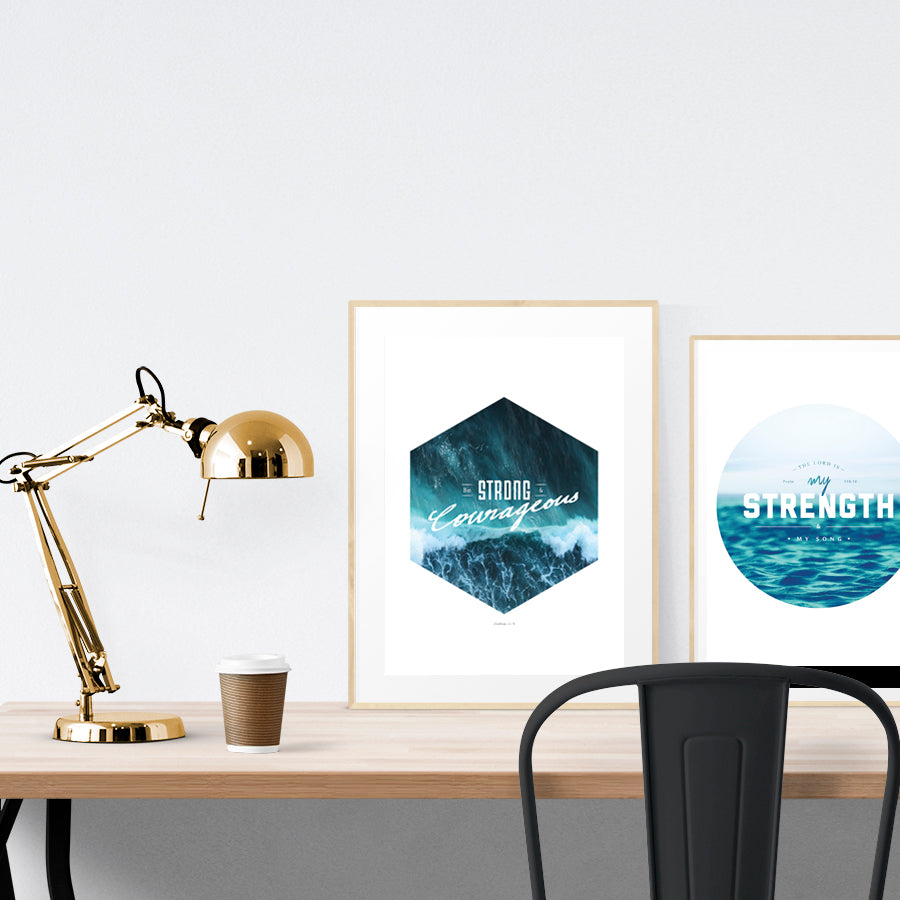 Be Strong And Courageous (Waves) {Poster} – The Commandment Co